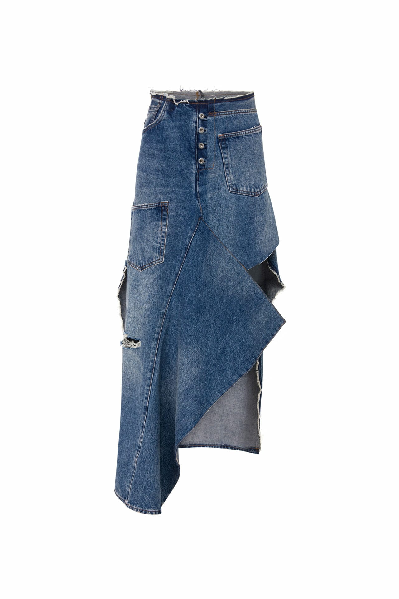 Upcycled Asymmetrical Denim Skirt - Mrs Keepa